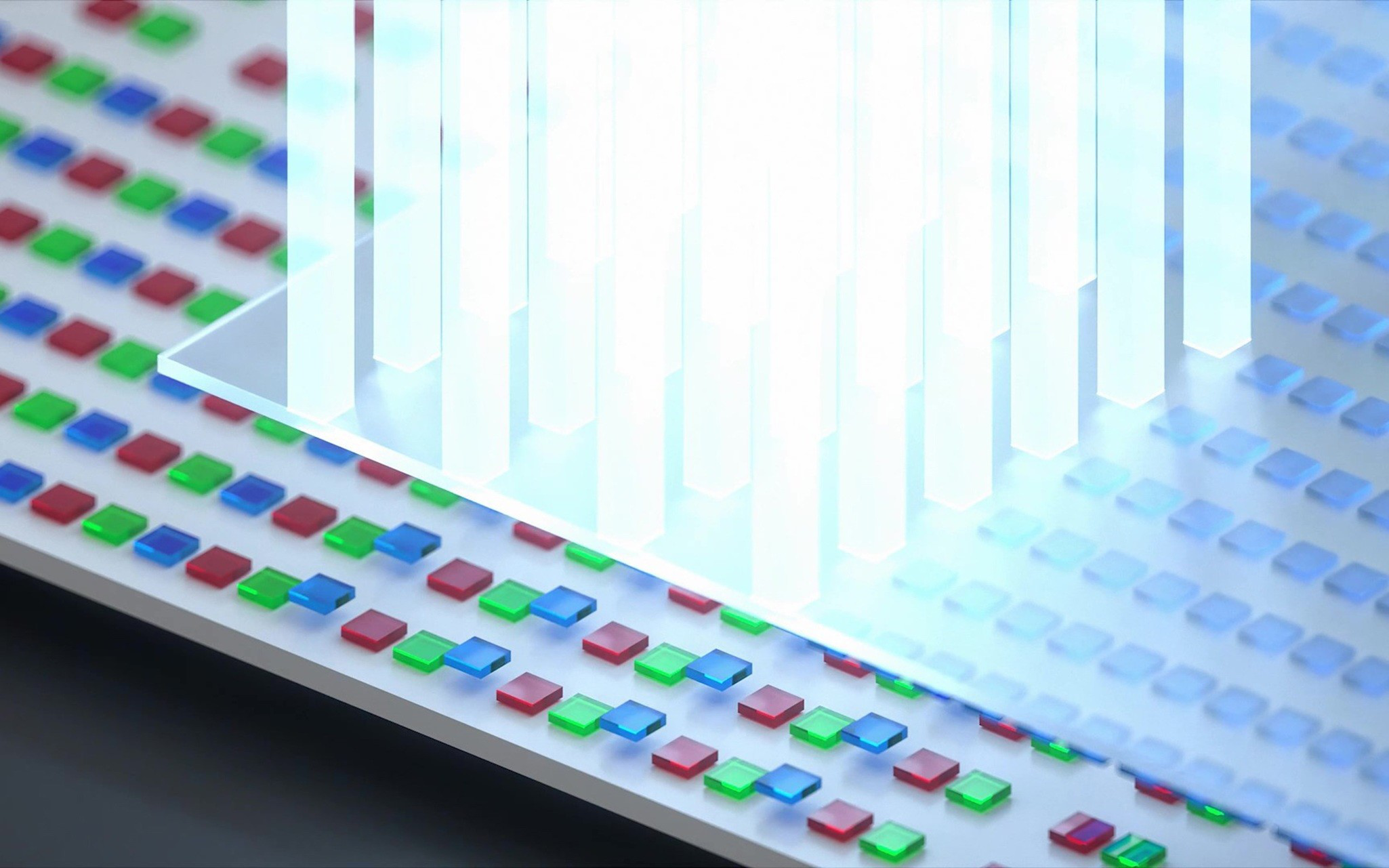 Three MicroLEDs per pixel