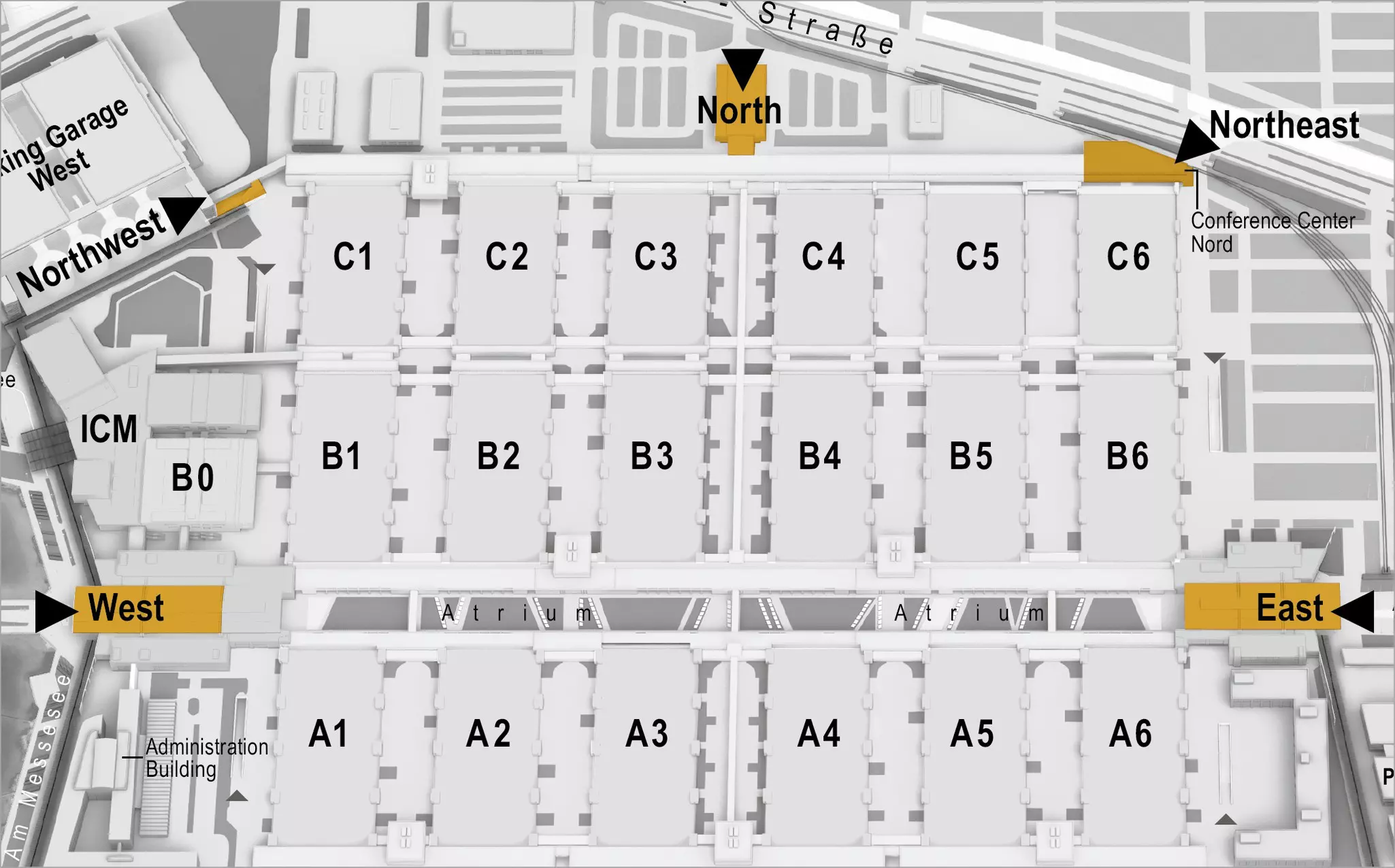 Entrances of Trade Fair Center Messe München